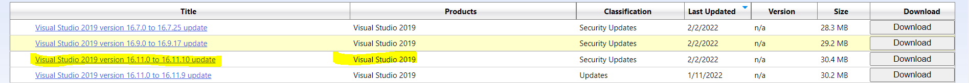We receive updates for Visual studio 2019 and 2022 on the Microsoft ...