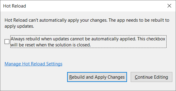 The hot reload's function restart from stratch - Microsoft Q&A