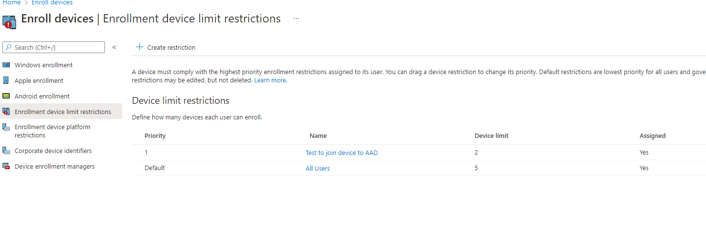 Device type restrictions option missing in Microsoft Endpoint manager ...