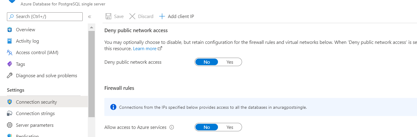 Azure Database For Postgresql Dont Have Deny Public Network Access Microsoft Qanda