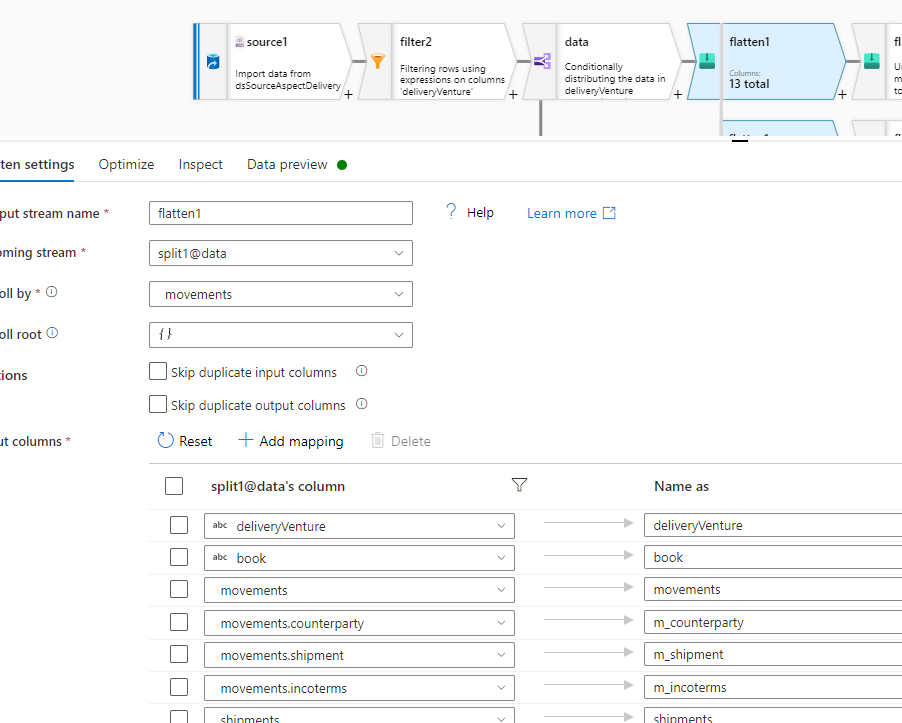 dataflow - flatten arrays - Microsoft Q&A