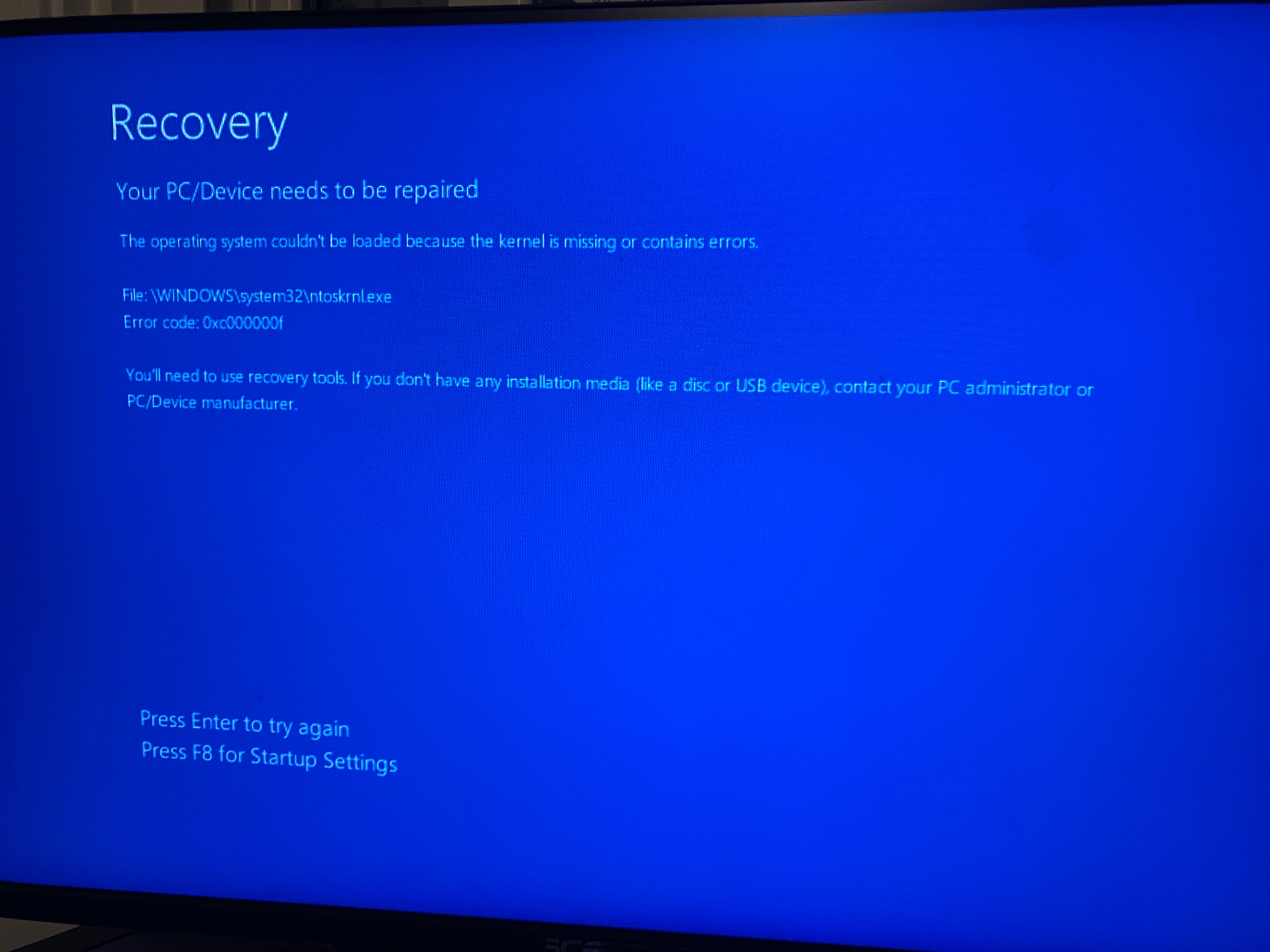 PC needs to be repaired blue screen upon startup - Microsoft Q&A