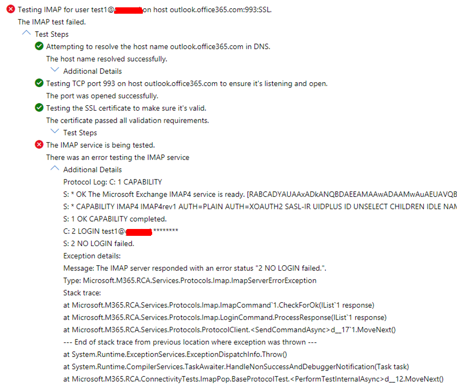 EXO - IMAP POP no login failed. - Microsoft Q&A
