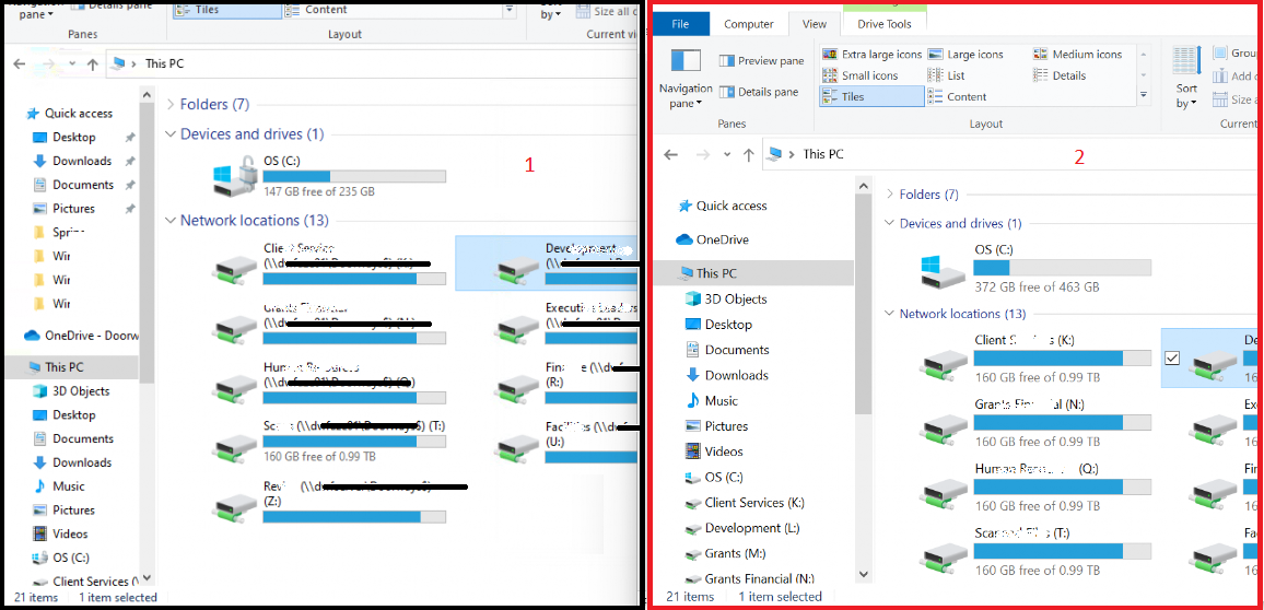 Mapped drives label inconsistent - shows mapped path sometimes ...