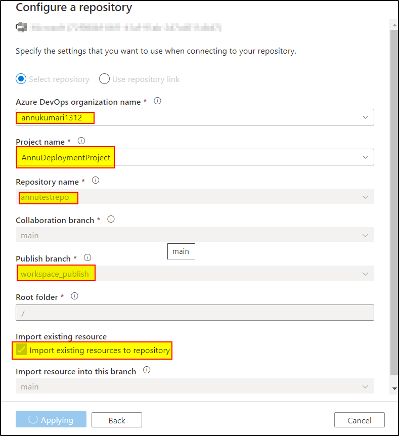 Configured repository, but failed to import resource from workspace ... Configured repository, but failed to import resource from workspace ...