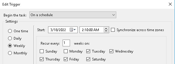 Task scheduler jobs running 1 hour earlier than expected since DST ...