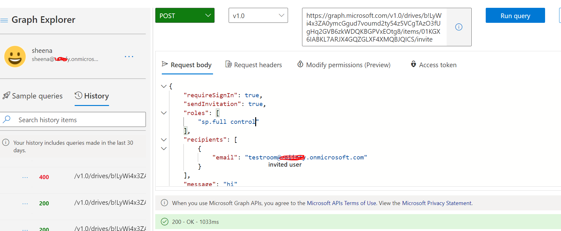 Microsoft Graph Api Sharing Driveitem File Permission Is Worked But When Update The Shared File 