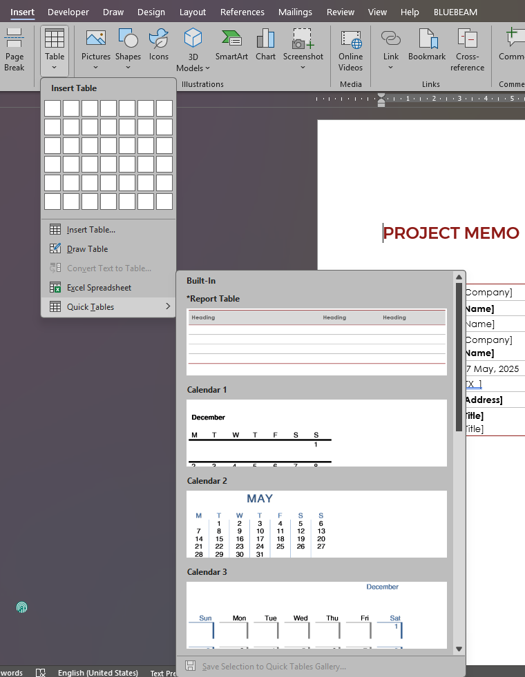 How to fix customized 'table design / table styles' and 'quick tables ...
