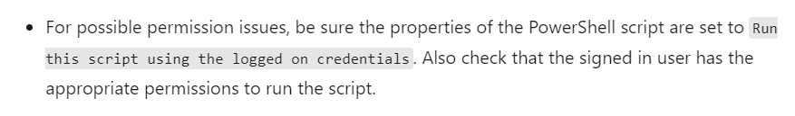 Ps Scripts Not Running When Run This Script Using The Logged On Credentials Microsoft Qanda 5552