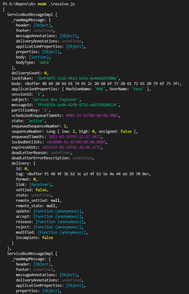 Not able to receive all messages from a subscription in a single ...