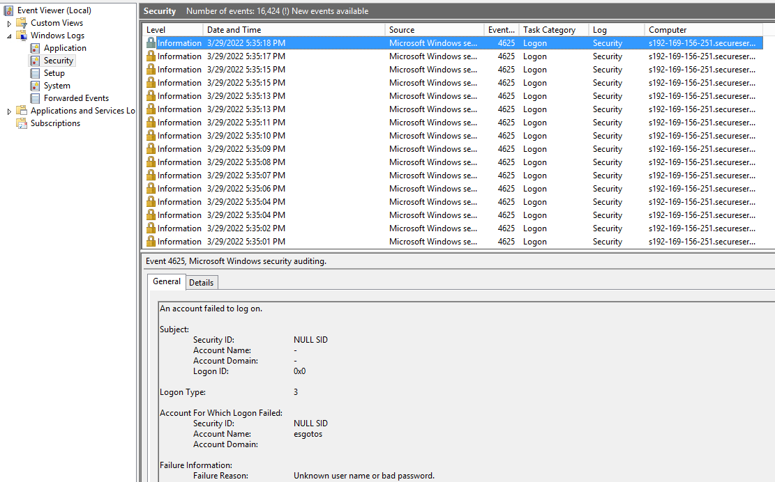 Audit Failures shown as Information in Windows 2012 R2 - Microsoft Q&A