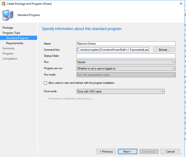 sccm tring to uninstall google chrome for a device collection ...