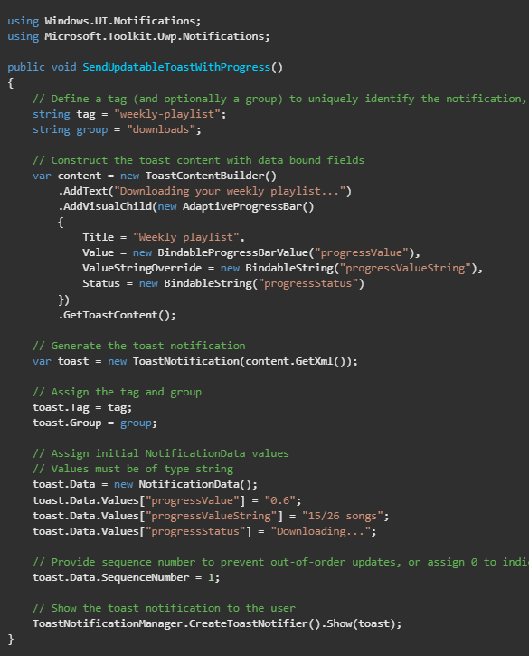 Toast progress bar and data binding, learning encountered a problem. - Microsoft Q&A