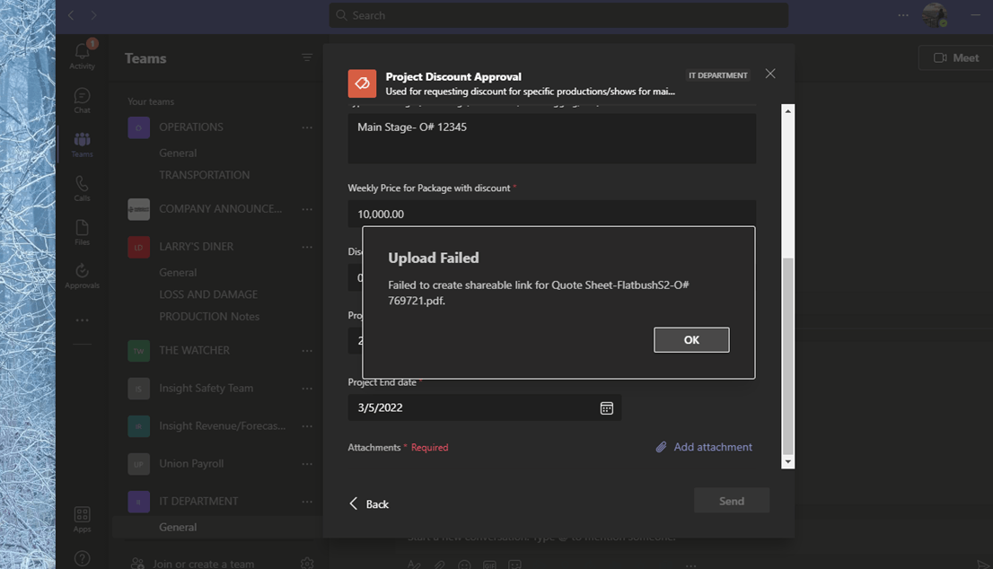 Trouble Adding An Attachment In Ms Teams Approval App Microsoft Qanda