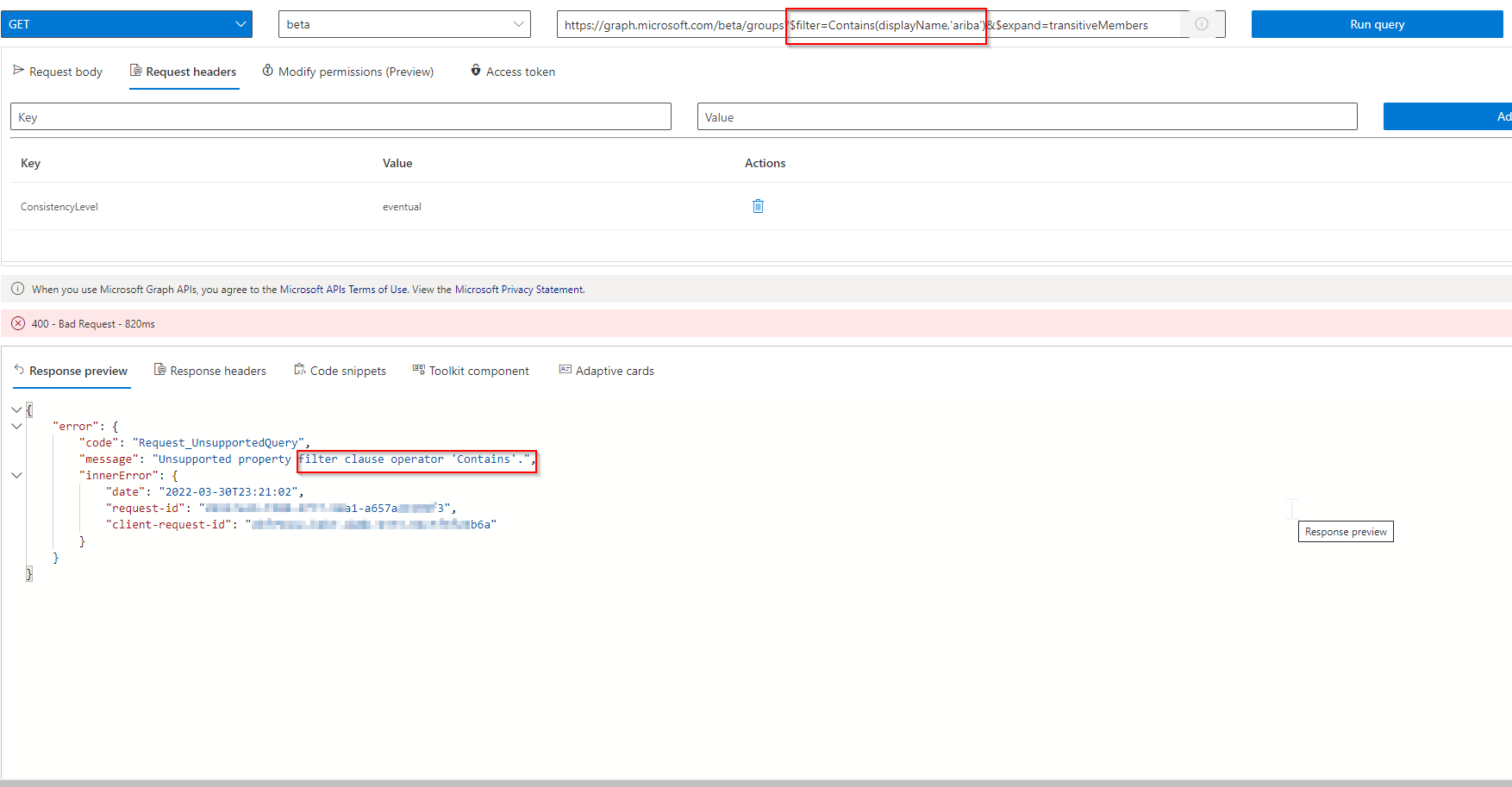 Microsoft Graph groups API $filter Contains (contains) and $expand ... Microsoft Graph groups API $filter Contains (contains) and $expand ...