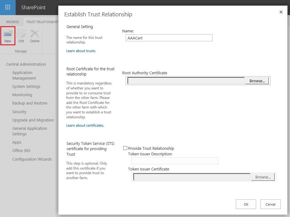 Sp2019 Error An Operation Failed Because The Following Certificate Has
