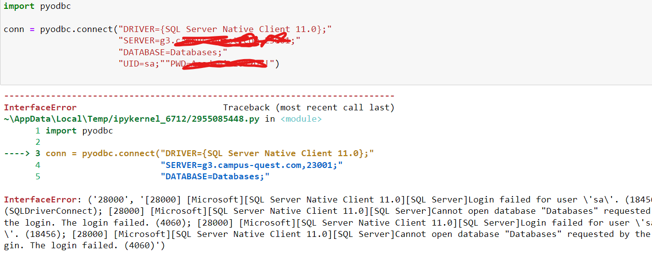 unable to connect ms sql server from python - Microsoft Q&A unable to connect ms sql server from python - Microsoft Q&A