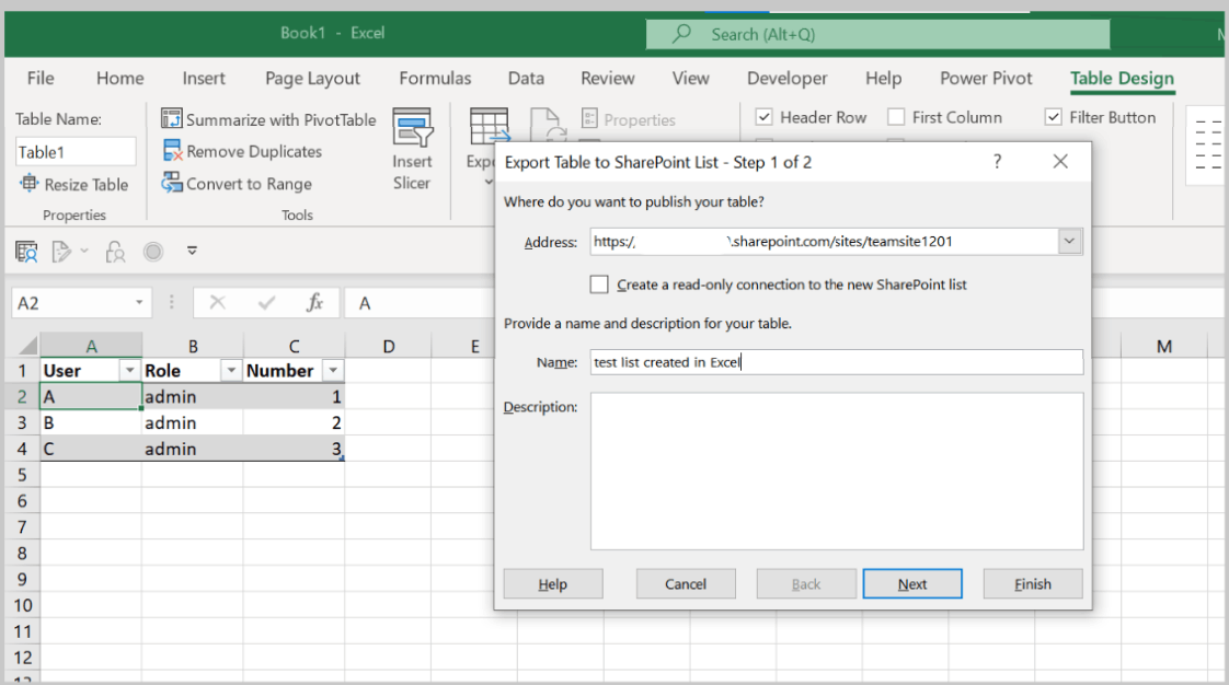 Excel Table to Sharepoint List - Microsoft Q&A
