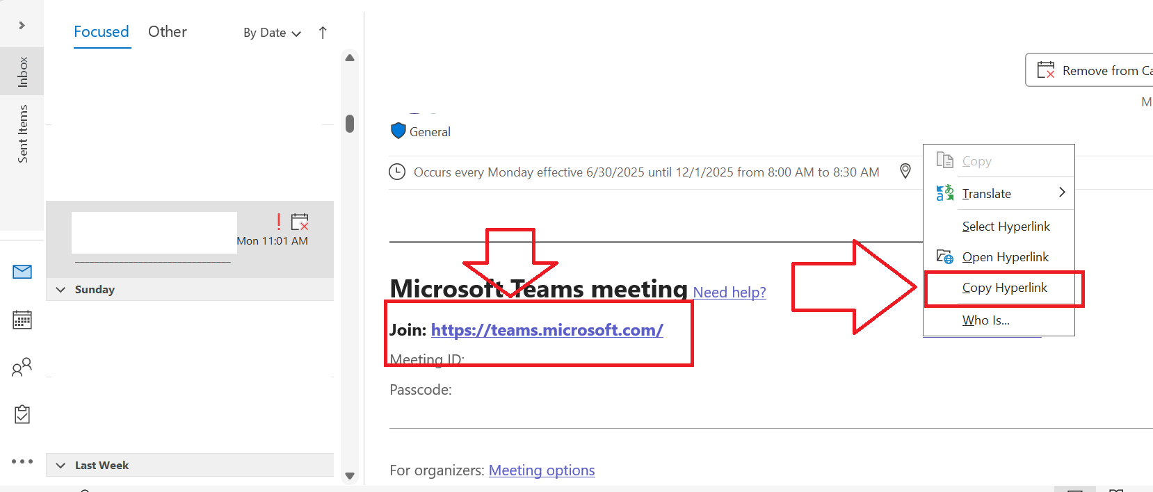 How to copy Teams meeting link embedded in meeting invitation in ...