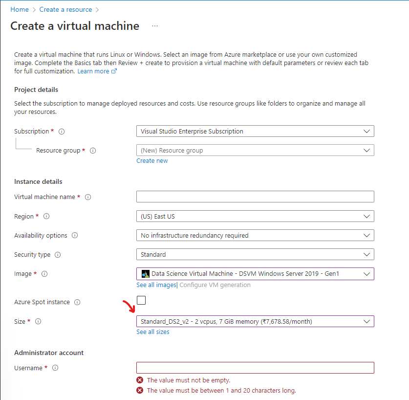 Ds2v2 Not An Option For Data Science Vm Win19 Microsoft Qanda 7772