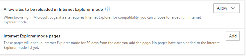 IE Mode - IE mode pages disappear after browser restart - Microsoft Q&A