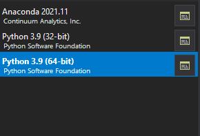 VS2019 16.11.11 doesn's support a Cookiecutter project for Python 3.97 ...