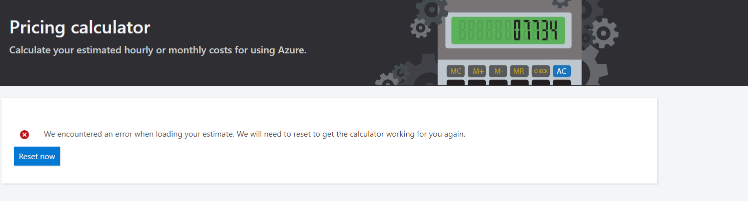 Pricing Calculator is not working - Microsoft Q&A