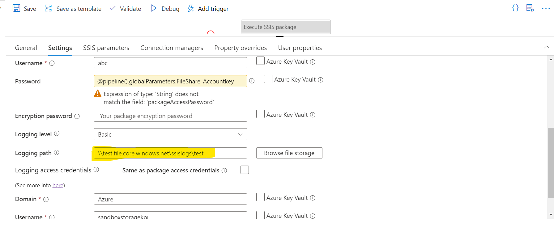 ADF - Execute SSIS Package Task : Logging Issue - Microsoft Q&A
