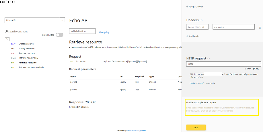 Unable To Send Test Requests To Backend Apis Using The Azure Apim Interactive Portal Microsoft Qanda