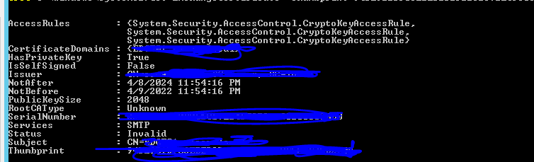 The new SMTP certificate status is invalid - Microsoft Q&A The new SMTP certificate status is invalid - Microsoft Q&A
