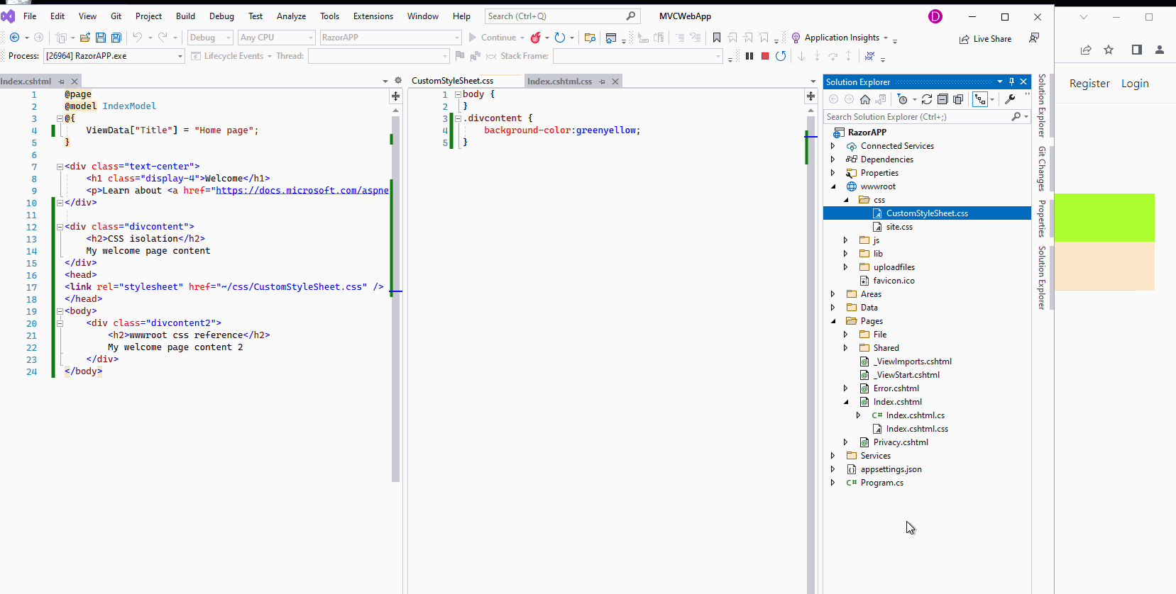 Modification off Index.cshtml file in asp .net core razor pages project ... Modification off Index.cshtml file in asp .net core razor pages project ...