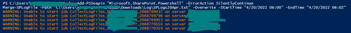 Merge-SPLogFile : None of the collecting jobs finished successfully - Microsoft Q&A