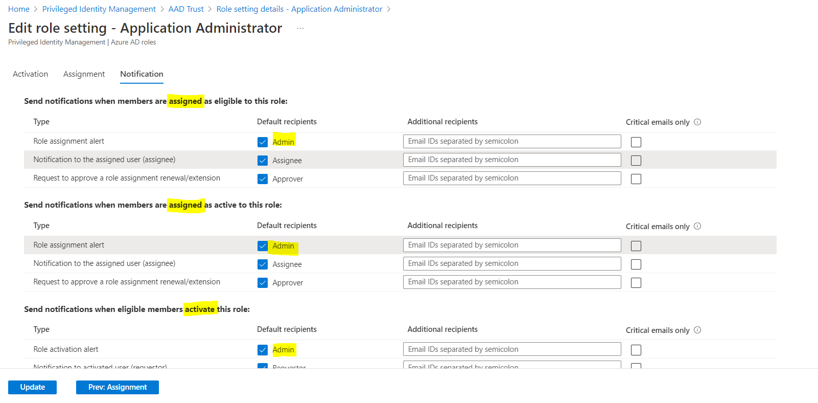Individual role settings for PIM - Microsoft Q&A