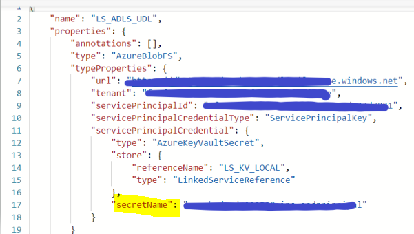 Not Getting The Secret Name Parameter Of Adls Gen2 Linked Service In Devops Repo Microsoft Qanda