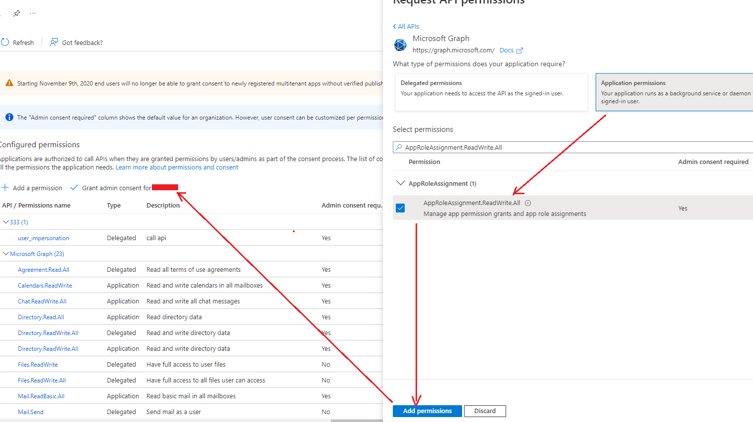 AppRoleAssignment Code: Authorization_RequestDenied Message: Insufficient privileges to complete ...