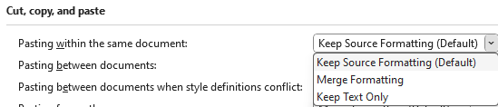 Always PASTE with "match destination formatting" (Word, Excel, PowerPoint, Teams for Windows ...