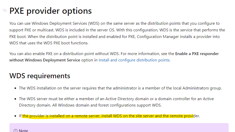 Windows Deployment Services and Primary Site server - Microsoft Q&A