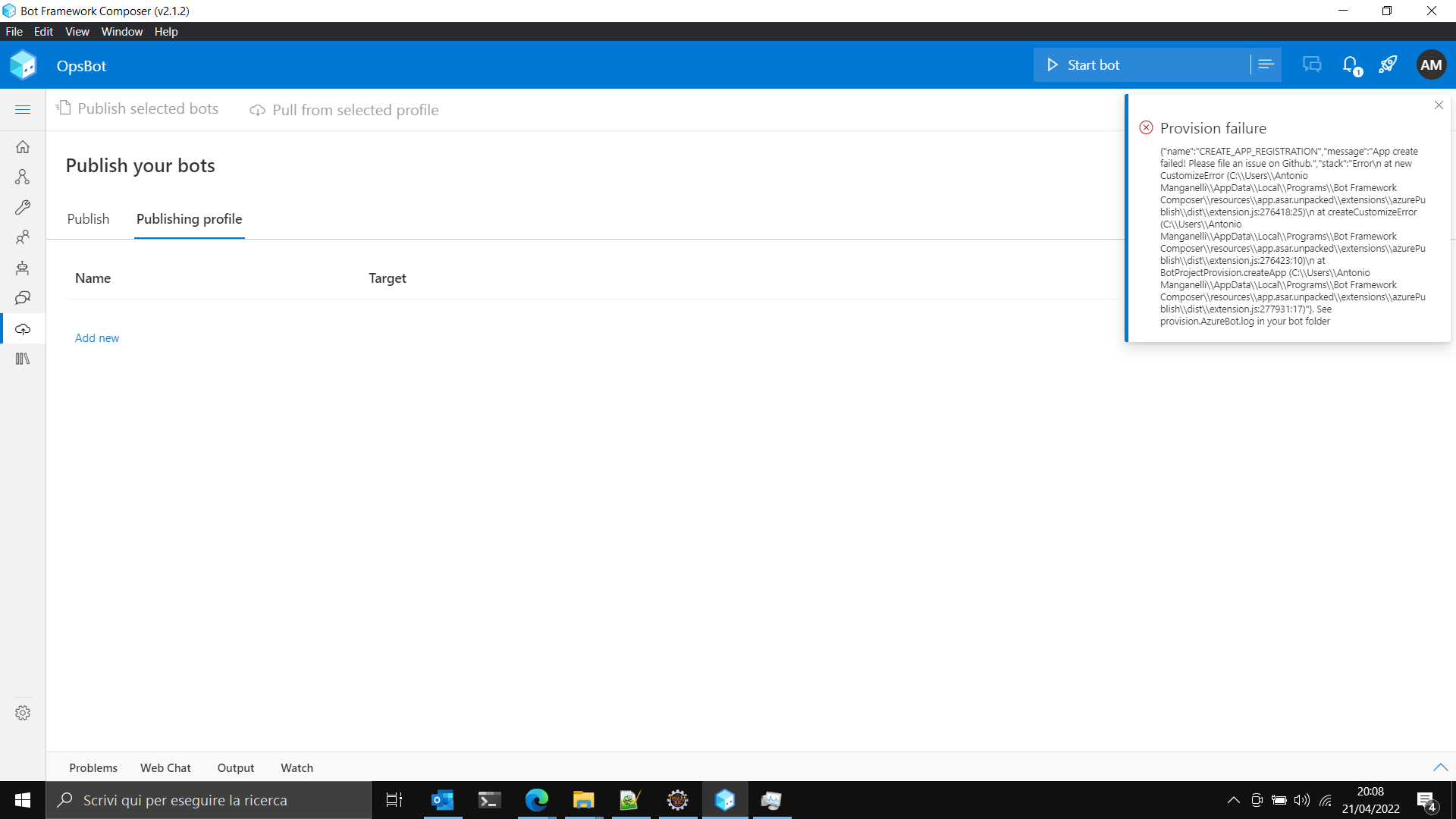 Unable To Publish My Bot On Azure From Bot Framework Composer Microsoft Qanda 6798