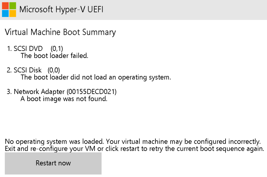 Hyper V Windows 2022 Boot Loader Error Microsoft Qanda