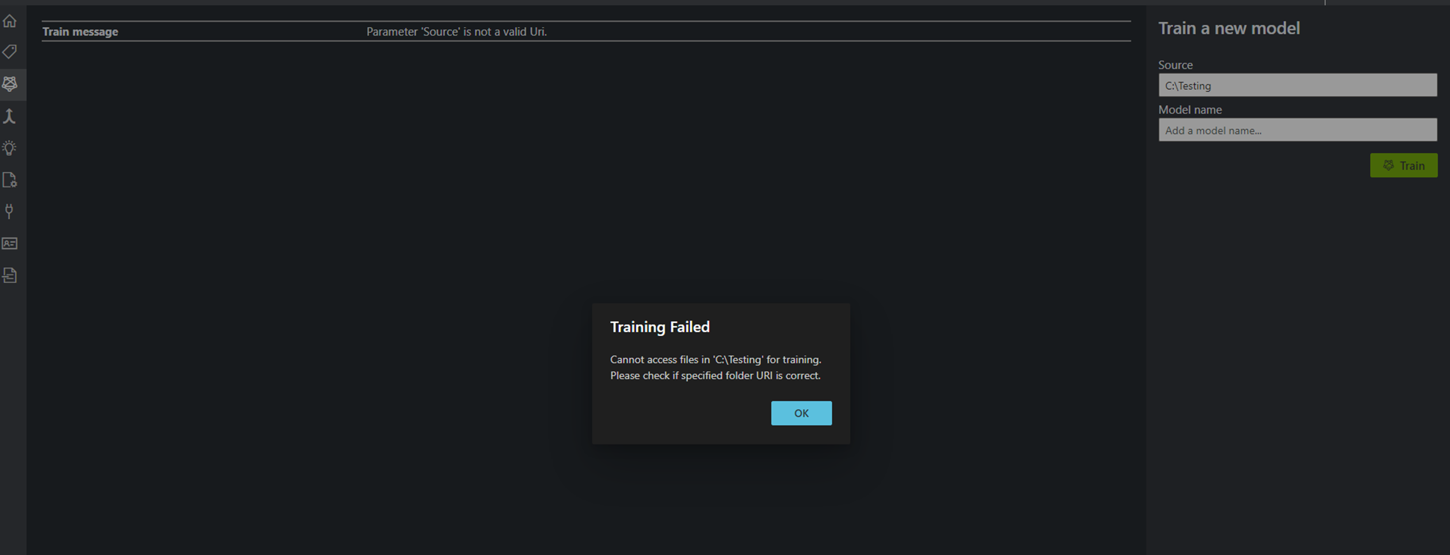 Form Recognizer - OCR From tool - Train from local folder not working - Microsoft Q&A