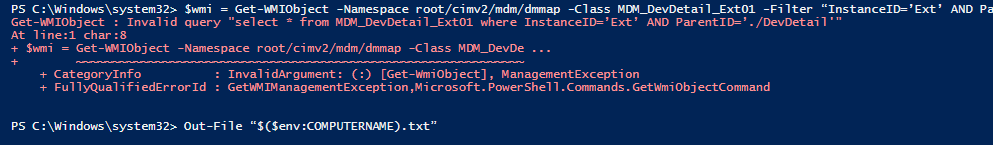 Unable to retreive device hardware hash >> windows autopilot csv ... Unable to retreive device hardware hash >> windows autopilot csv ...