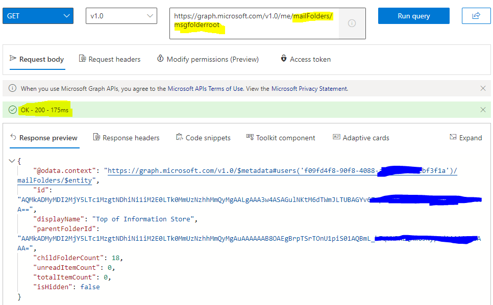 How to get WellKnownFolderName.MsgFolderRoot using Microsoft graph SDk (GraphClient) in C# ...