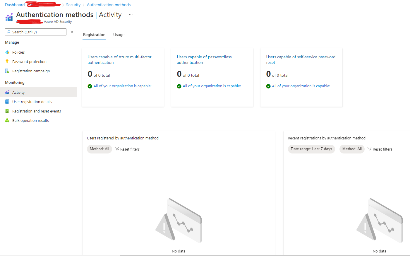 Authentication Methods | Activity showing No data - Microsoft Q&A