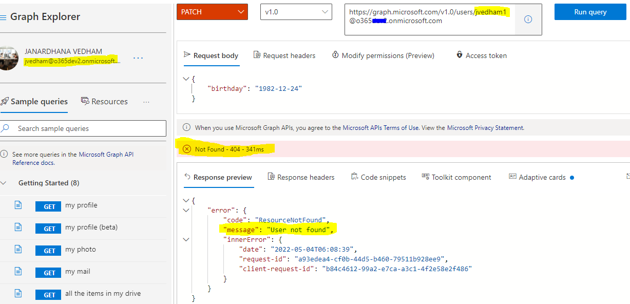Update birthday and employeeHireDate using microsoft-graph powershell ...