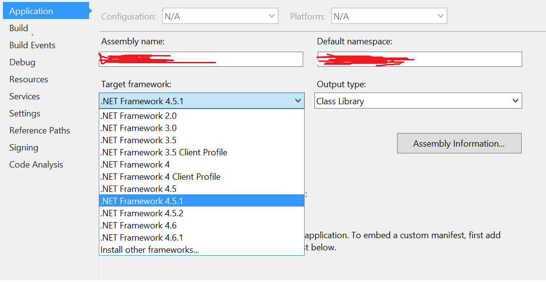 Unable to change the target framework from 4.5.1 to 4.6.1 for my ... Unable to change the target framework from 4.5.1 to 4.6.1 for my ...