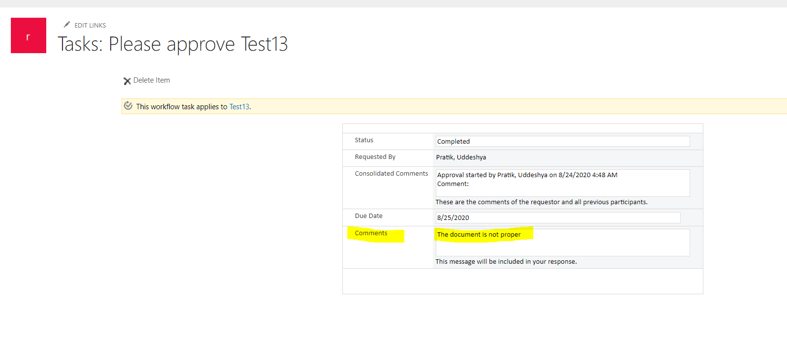 How to fetch the comments of associated workflow with the document/file on sharepoint ...