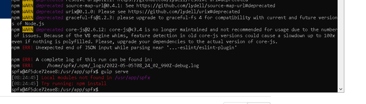 Npm Install is failing for SPFx webpart - Microsoft Q&A Npm Install is failing for SPFx webpart - Microsoft Q&A