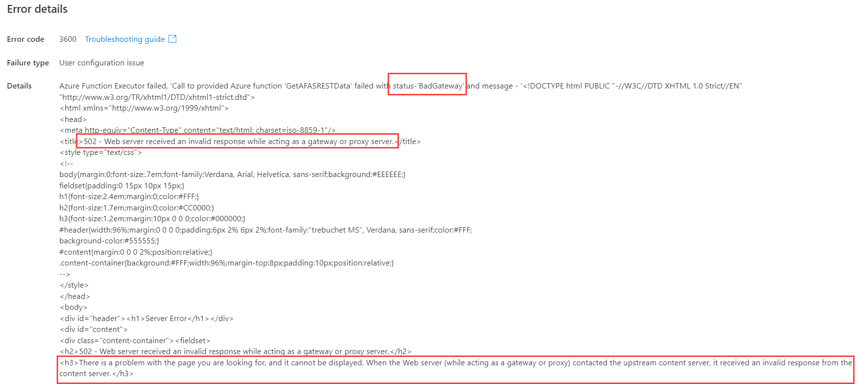 Azure Function With Powershell Bad Gateway Error Microsoft Qanda