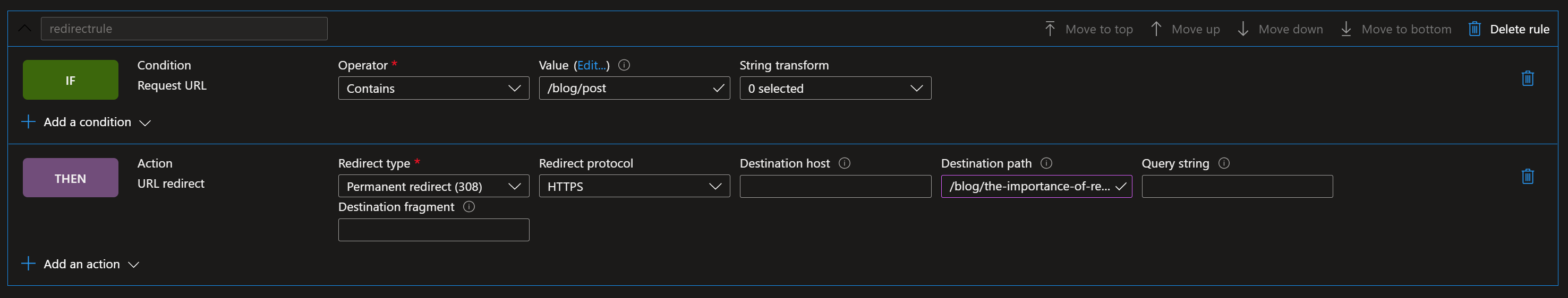 Front Door (Premium) redirect to path rule - Microsoft Q&A