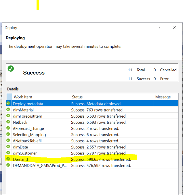 All Processed Rows Are Not Getting Transferred To The Server During Deployment Microsoft Qanda